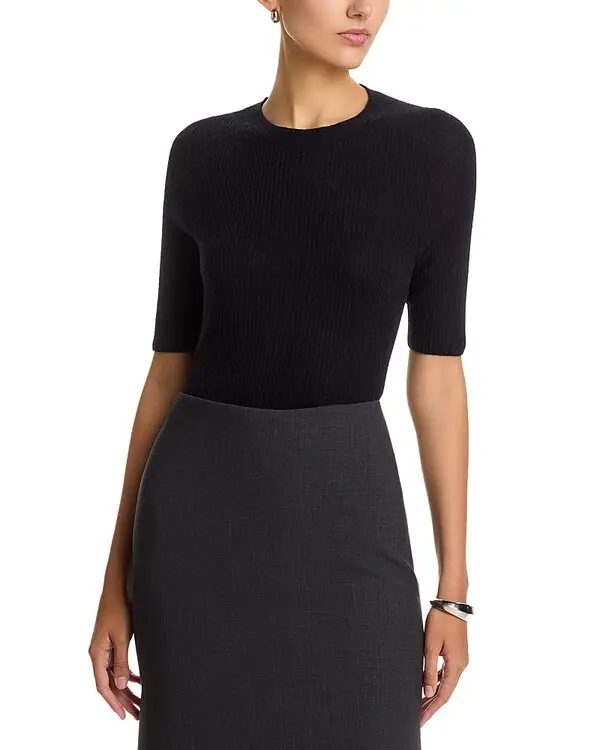 Fabiana Filippi Wool Blend Ribbed Elbow Sleeve Sweater - Nero