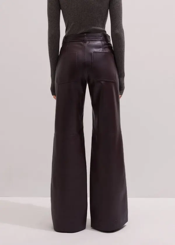 ME+EM Leather Boot Cut Trouser - Bordeaux