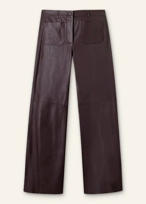 ME+EM Leather Boot Cut Trouser - Bordeaux