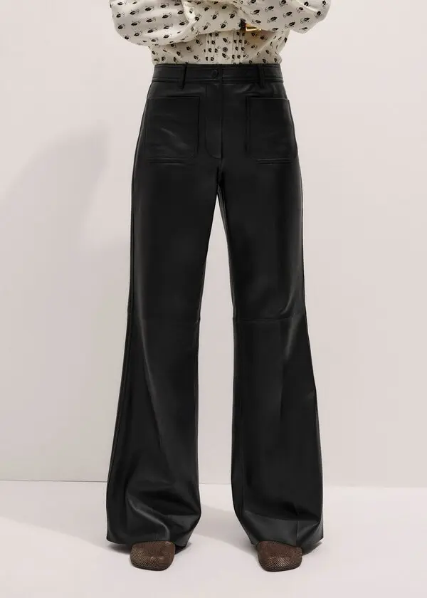ME+EM Leather Boot-cut Trousers - Black