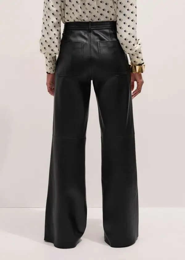 ME+EM Leather Boot-cut Trousers - Black