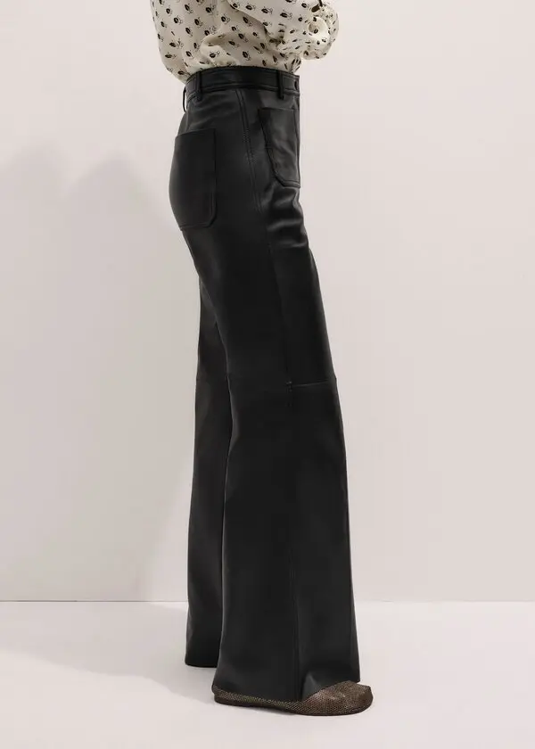 ME+EM Leather Boot-cut Trousers - Black