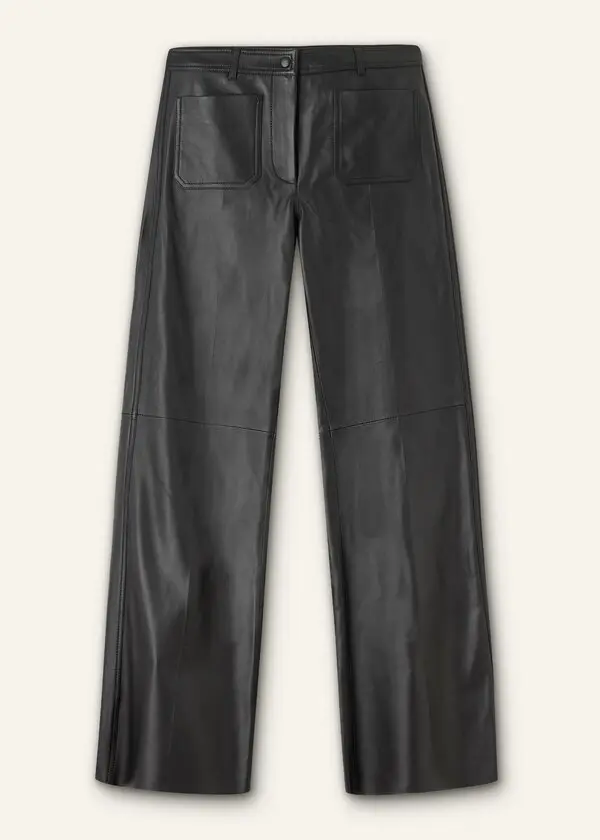ME+EM Leather Boot-cut Trousers - Black