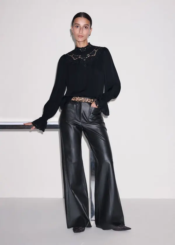 ME+EM Leather Boot-cut Trousers