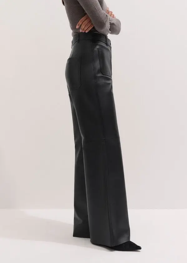 ME+EM Leather Boot-cut Trousers - Black