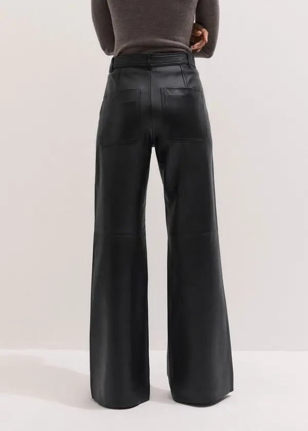 ME+EM Leather Boot-cut Trousers - Black
