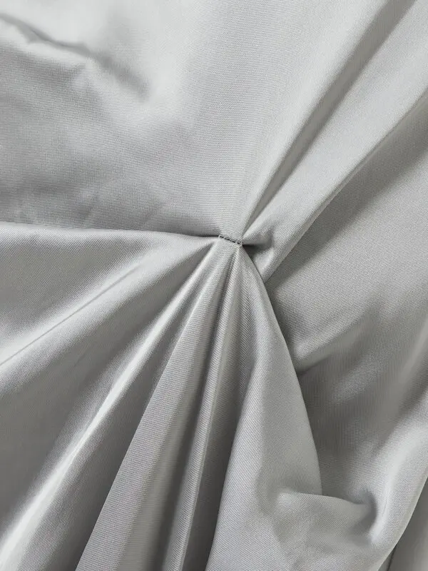 GANNI Gathered Draped Metallic Satin Midi Skirt