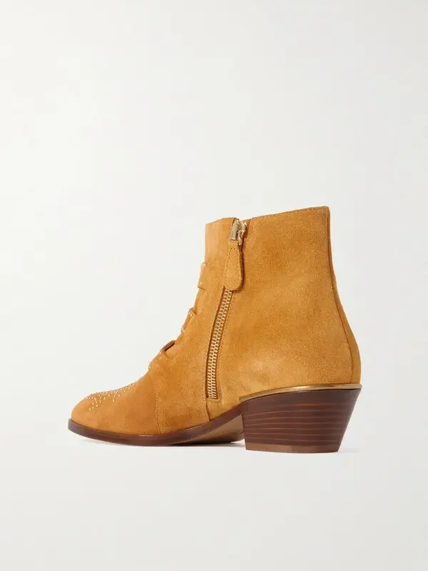Chloé Susan Buckled Studded Suede Ankle Boots