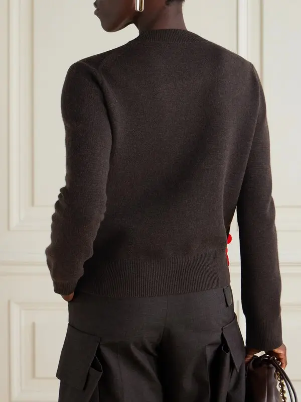 Sacai Sequined Wool Sweater - Brown