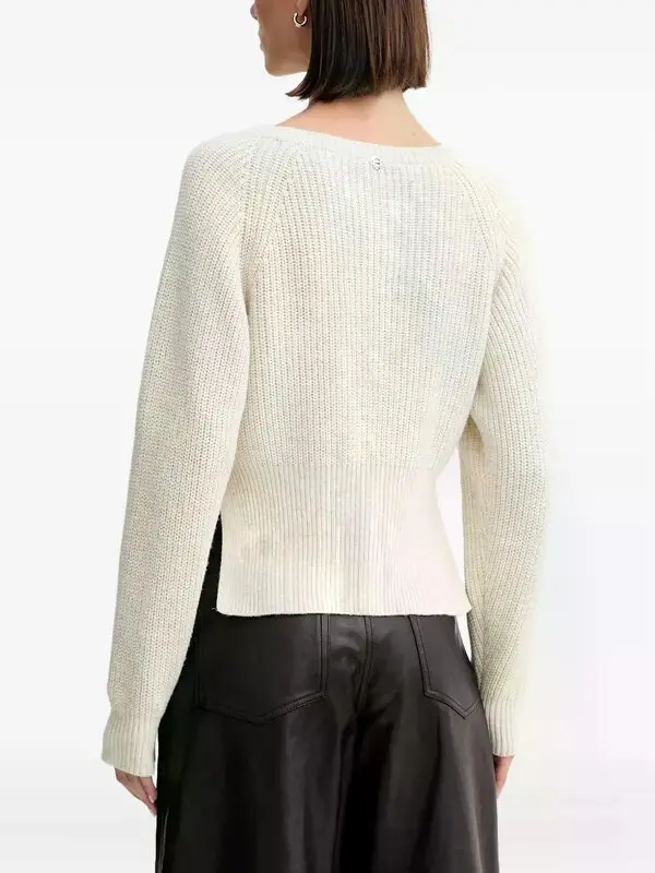 TWINSET Ribbed-knit Jumper With Side Slits And Back Logo Detail