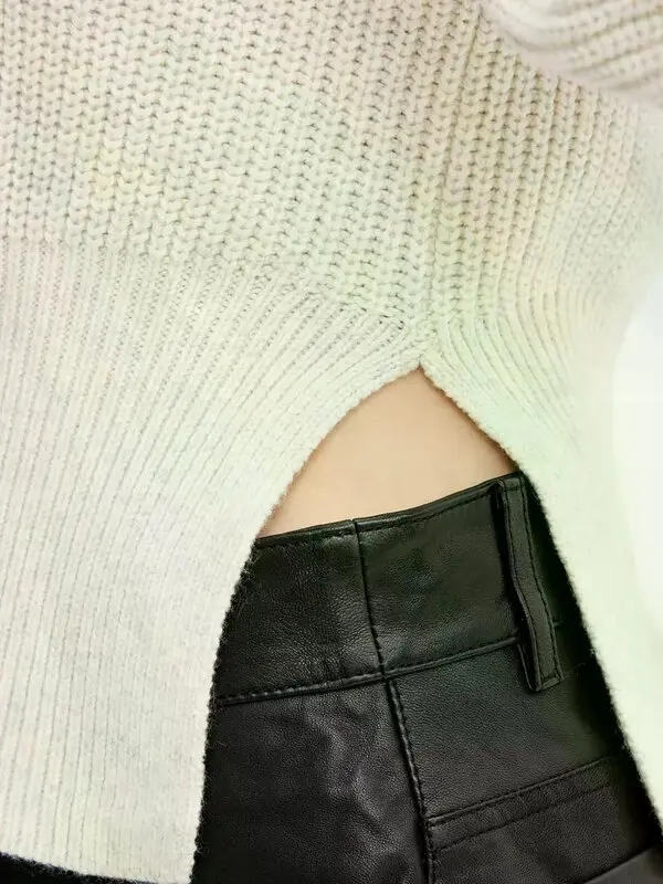 TWINSET Ribbed-knit Jumper With Side Slits And Back Logo Detail
