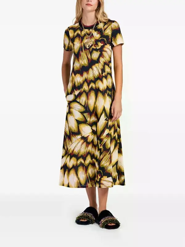 La DoubleJ All-over Print Midi Dress - Black