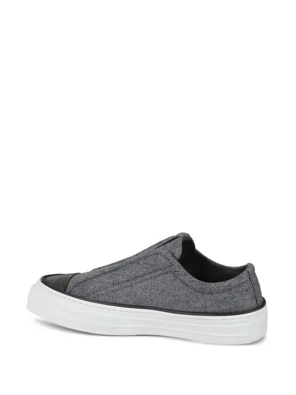 Brunello Cucinelli Embellished Slip-on Sneakers - Grey