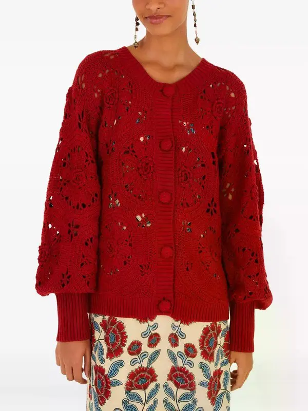 Farm Rio Openwork Buttoned Cardigan
