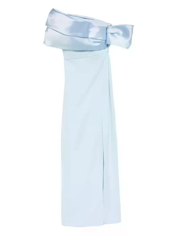 Solace London Draped Off-shoulder Dress - Blue