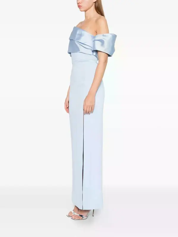 Solace London Draped Off-shoulder Dress - Blue