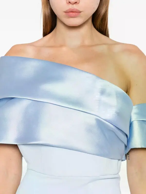 Solace London Draped Off-shoulder Dress - Blue