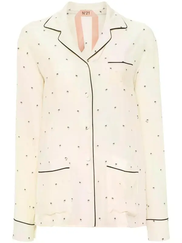 N°21 Palm Tree Print Button Down Shirt - Neutrals