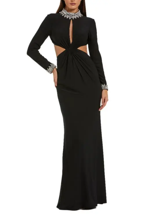 Mac Duggal Embellished Jersey Evening Gown