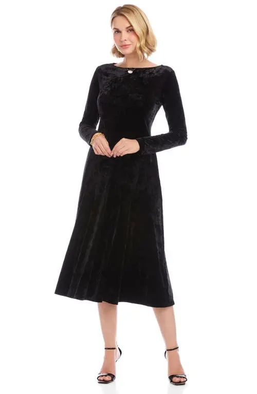 Karen Kane Kate Long Sleeve Crushed Velvet Midi Dress