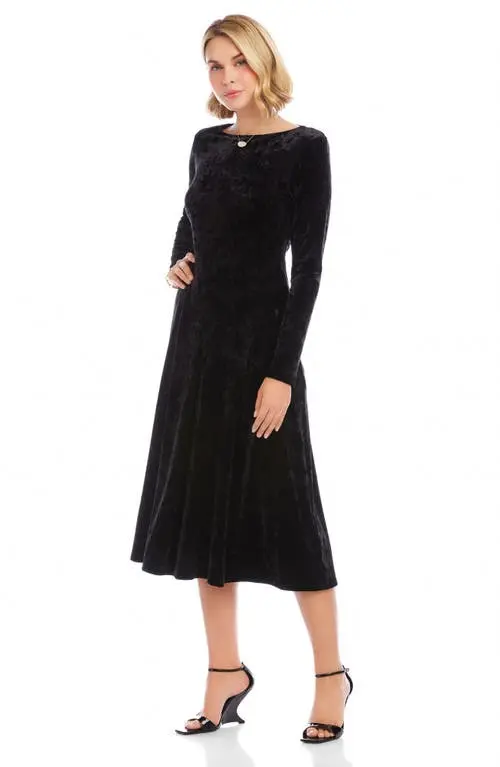 Karen Kane Kate Long Sleeve Crushed Velvet Midi Dress