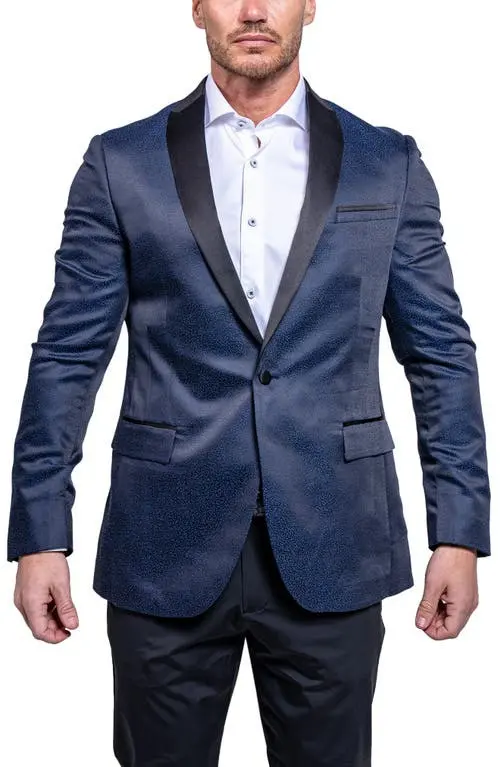 MACEOO Jacquard Dinner Jacket With Shawl Collar - Blue