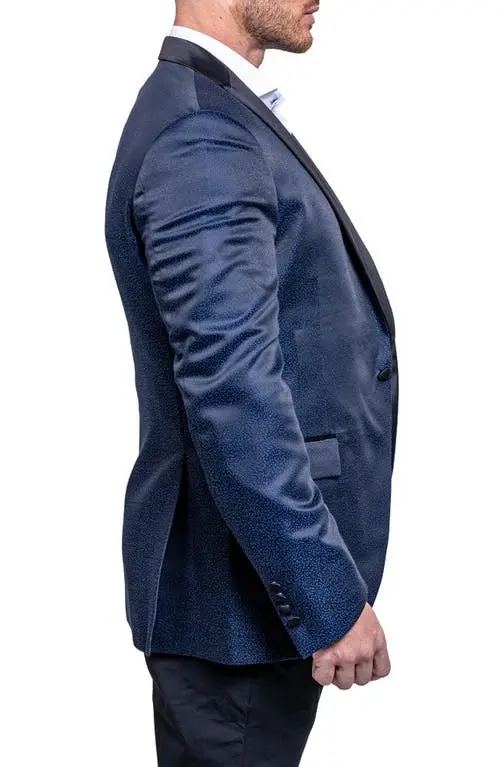 MACEOO Jacquard Dinner Jacket With Shawl Collar - Blue