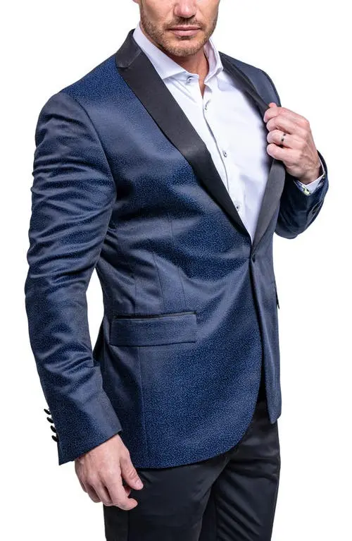 MACEOO Jacquard Dinner Jacket With Shawl Collar - Blue