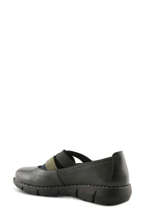 SPRING STEP SHOES Mary Jane Wedge - Forest Green Multi