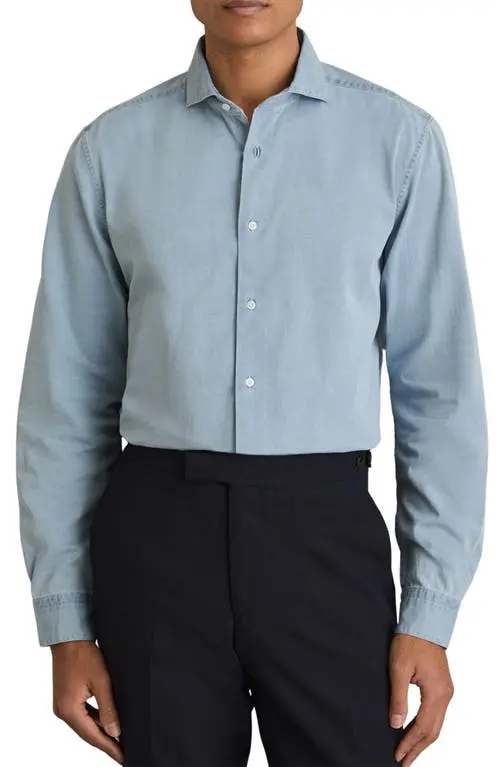 REISS Draper Cotton Denim Button-up Shirt