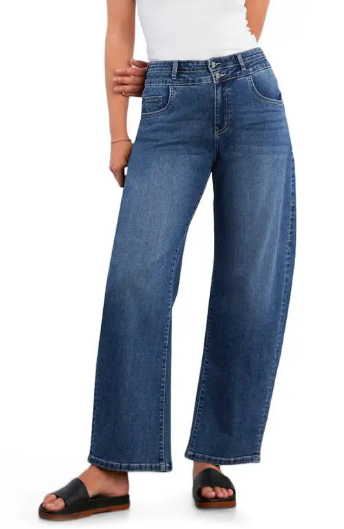 HINT OF BLU Abigail Double Waist Relaxed Straight Leg Jeans - Shine Blue