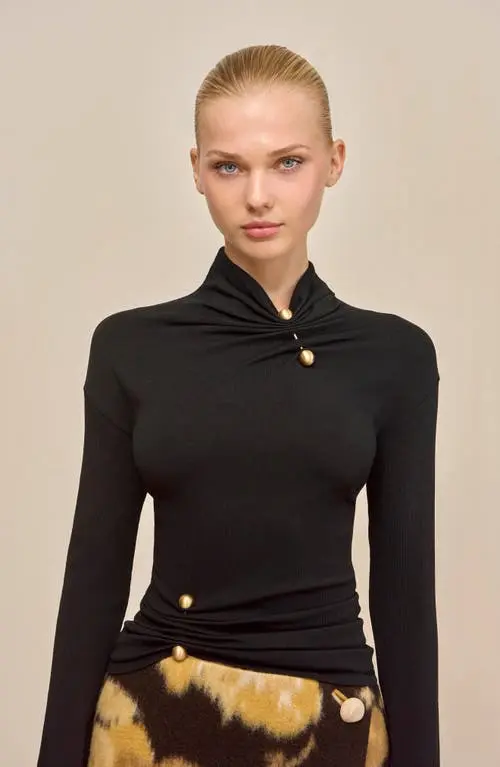 Cult Gaia Callie Asymmetric Neck Top - Black