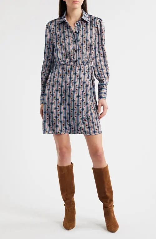 Sam Edelman Chain Print Shirtdress - Blue Multi