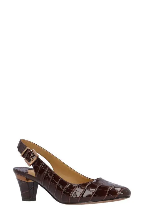 J. Reneé Malree Croc Embossed Slingback Pumps - Brown