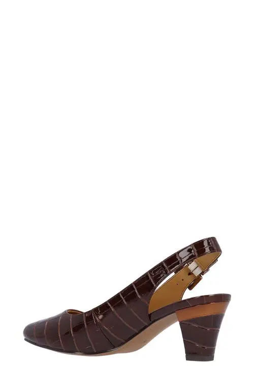 J. Reneé Malree Croc Embossed Slingback Pumps - Brown