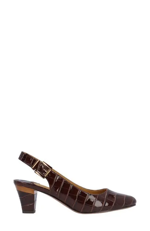 J. Reneé Malree Croc Embossed Slingback Pumps - Brown