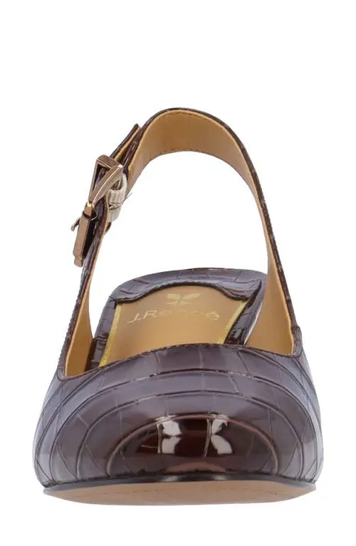 J. Reneé Malree Croc Embossed Slingback Pumps - Brown