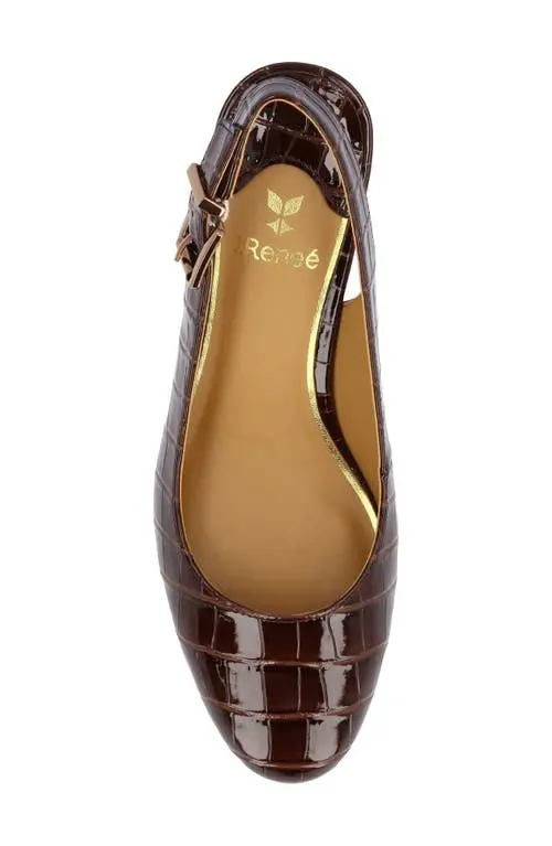 J. Reneé Malree Croc Embossed Slingback Pumps - Brown