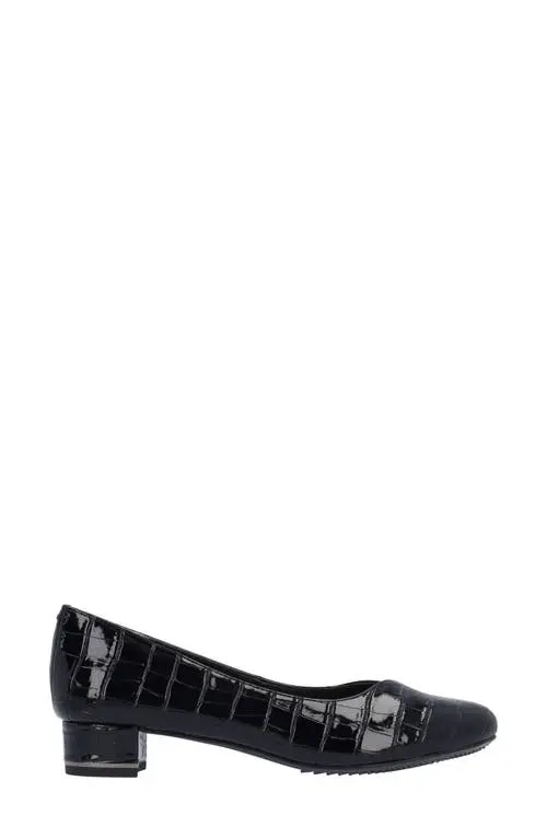 J. Reneé Bambalina Croc Embossed Block Heel Pumps - Black