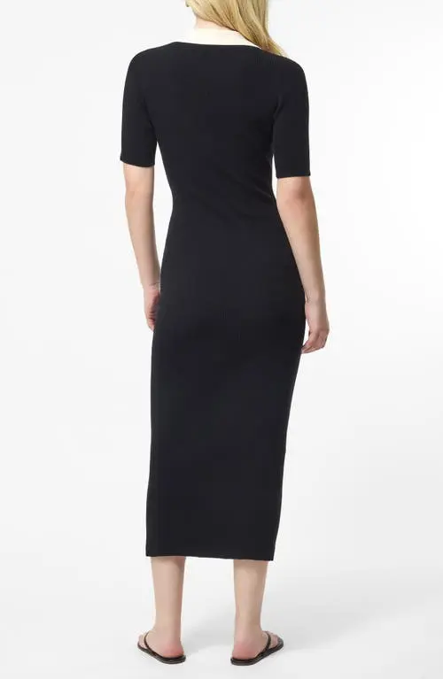 French Connection Collar Ribbed Midi Dress