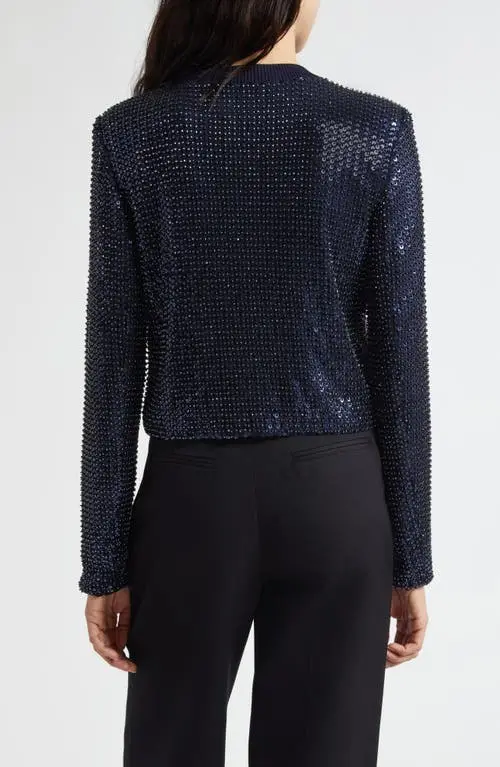 Ramy Brook Sequin Knit Jacket - Navy Beaded Mesh