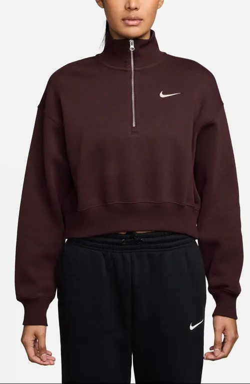 Nike Sportswear Phoenix Fleece Crop Sweatshirt - Burgundy/sail