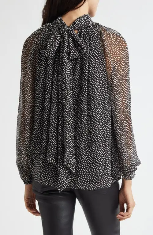Ramy Brook Suzanne Polka Dot Silk Chiffon Top