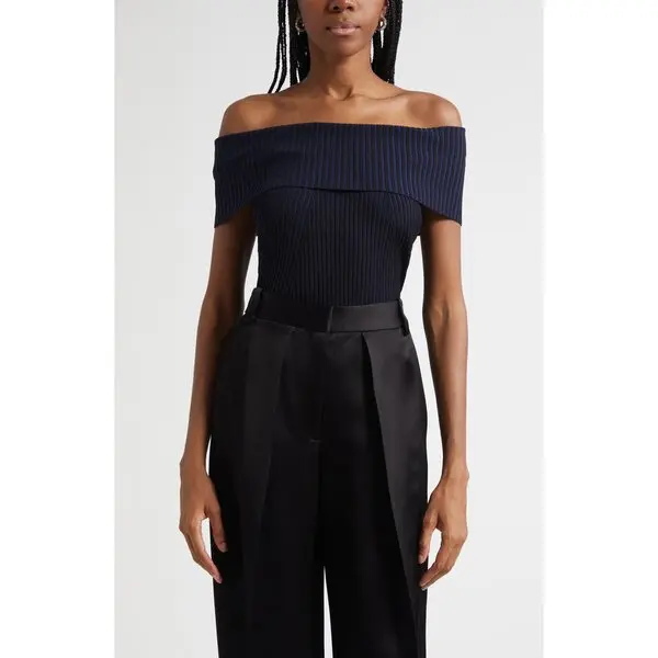 Ramy Brook Foldover Off-the-shoulder Rib Top