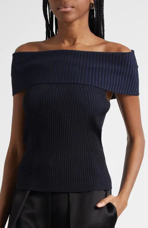 Ramy Brook Foldover Off-the-shoulder Rib Top