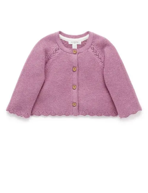 PUREBABY Scalloped Hem Cotton-wool Cardigan