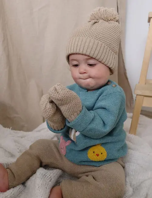 PUREBABY Beanie And Mitten Set