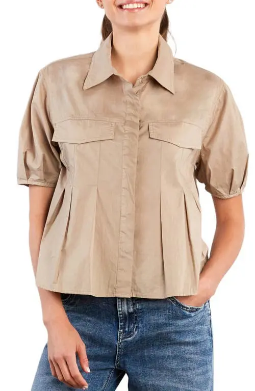 WASH LAB DENIM Princess Pleated Shirt - Cobblestone