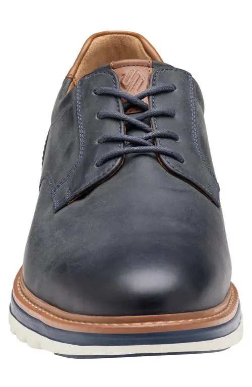 Johnston & Murphy Braxton Plain Toe Derby - Navy Oiled Full Grain