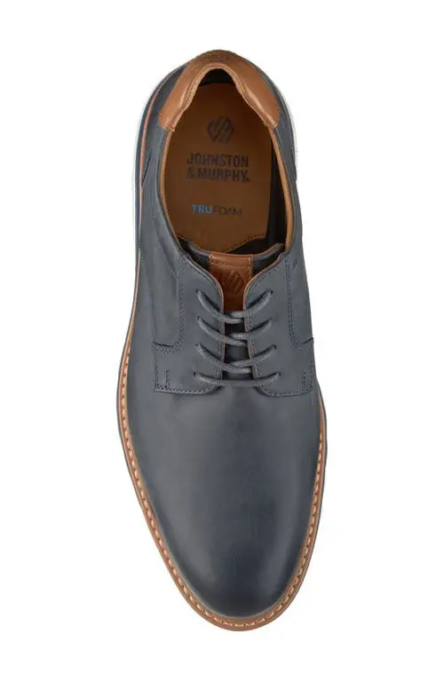 Johnston & Murphy Braxton Plain Toe Derby - Navy Oiled Full Grain